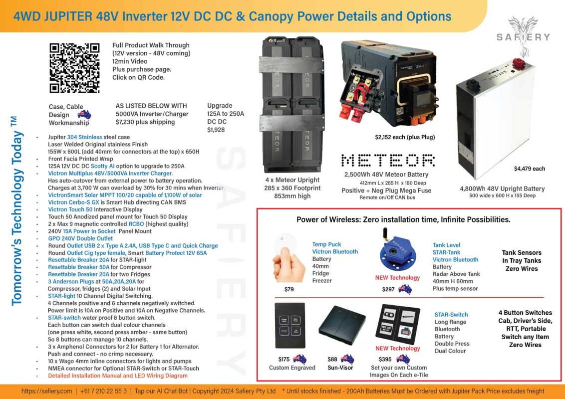 4WD canopy Power Pack 125A DC DC 5000W Inverter 10 Channels Digital ...