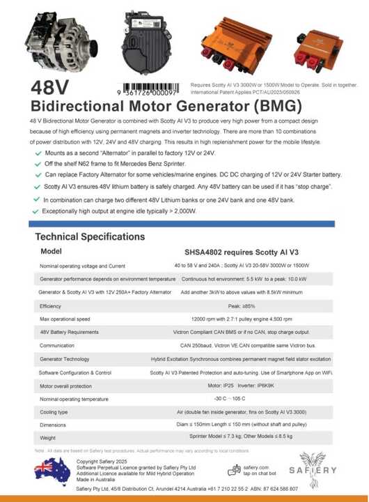 48V BiDirectional Motor Generator J180 Mount with 12V 3000W Auxilliary ...